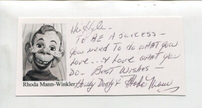 Howdy - Doody RHODA MANN signed AUTOGRAPH 7704 | eBay