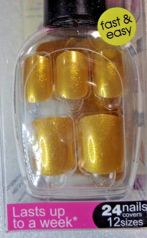 Nadeco Nails "Compare to imPRESS" Press-on Nails short, Shiny Blue Pink ...