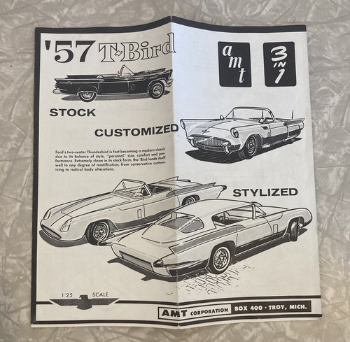Vintage AMT 3 in 1 1957 T-Bird Model Instruction Booklet | eBay