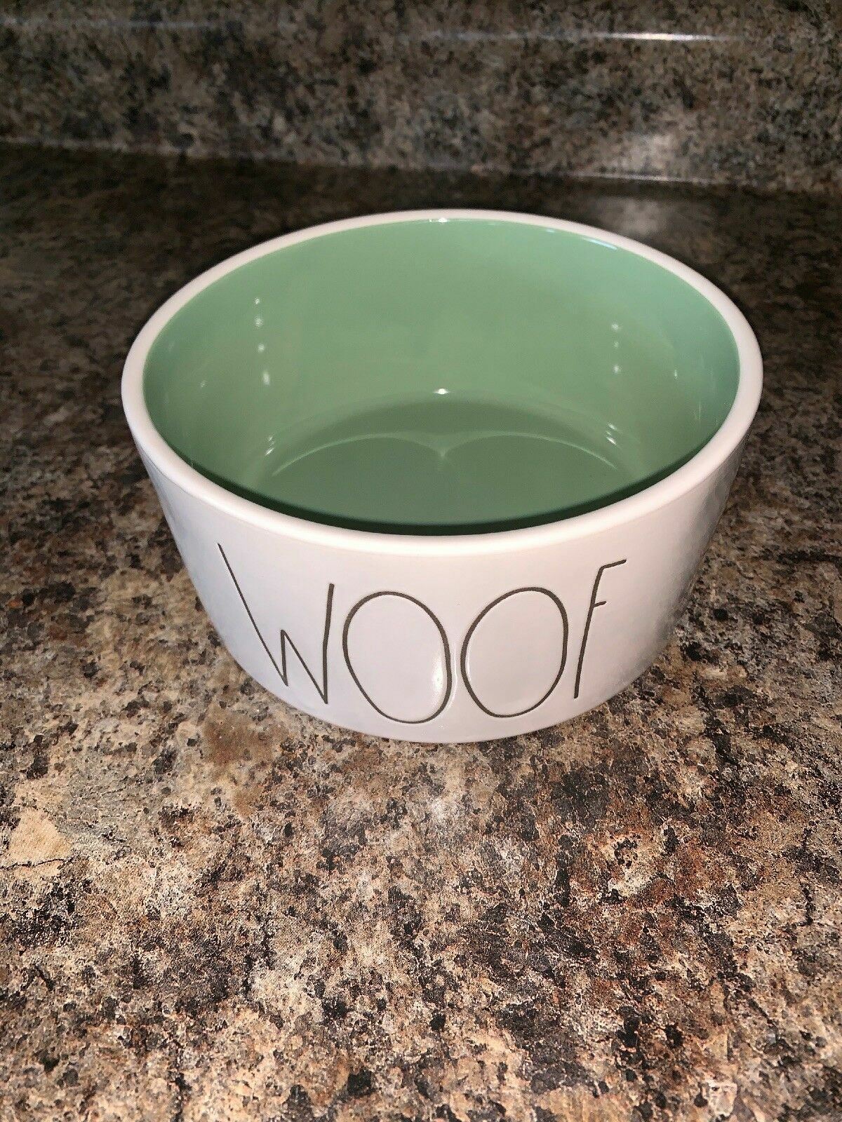 Rae Dunn Woof Large Dog Pet Food Bowl Dish Ceramic Ivory Artisan Cute ...