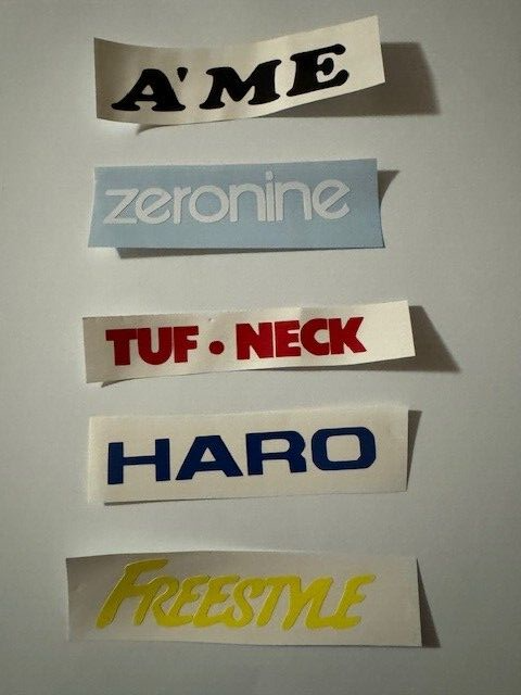 5 RUB-ON BMX FREESTYLE STICKERS AME ZERONINE TUF NECK HARO FREES DECALS ...