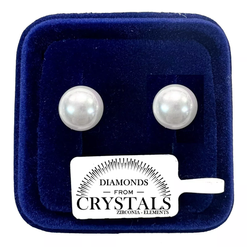Ohrringe Perle Knopf Frauen Pl.oro Weiß 18K mit Kristallen Zirkone 02/ ...