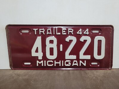 1944 Michigan TRAILER License Plate Tag original. | eBay