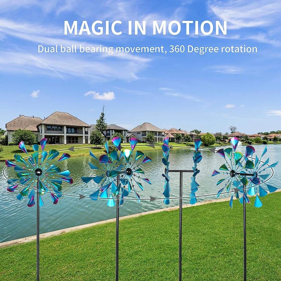 72 Inches Kinetic Wind Spinners Double Windmill Catcher Sculptures ...