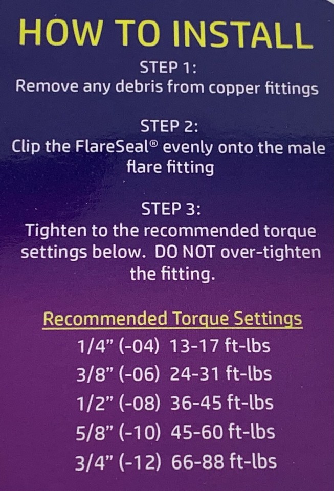 40 Pack FlareSeal Ductless Mini Split Kit Flare Seal Leak Free Gasket ...