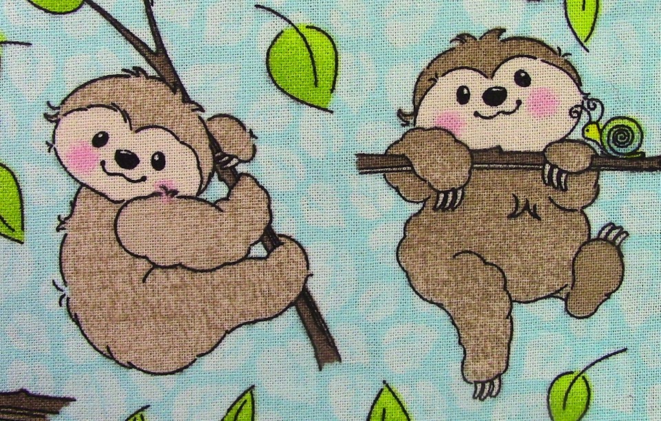 2 Scrappy Cuts - Fused Sloths - 100% Cotton Fabric - Junk Journals ...