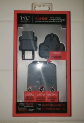 Tylt | 4.8A Wall Travel Charger with Dual USB Ports / UK / Europe B ...