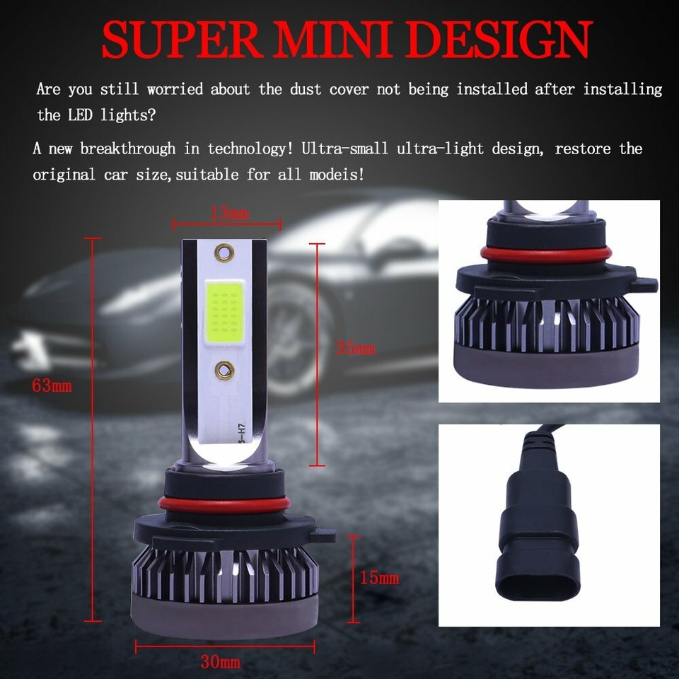 4x 9005 9006 LED High Low Beam Combo Headlight Bulbs Kit 8000K Ice Blue ...