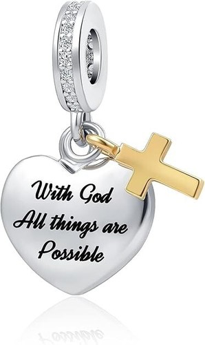 Pandora Cross Charm With God All Things Are Possible Bible Religious ...