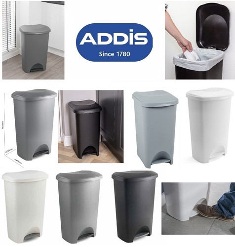 ADDIS 50 LITRE BIN DUSTBIN RUBBISH PAPER KITCHEN WASTE BIN ROLL TOP ...