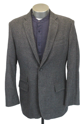 mens gray herringbone Express Tweed blazer jacket sport suit coat wool ...