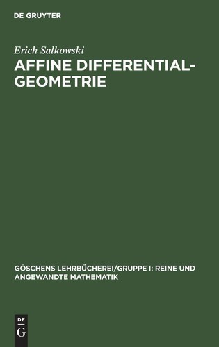 Erich Salkowski Affine Differentialgeometrie (Relié) 9783110989755 | eBay