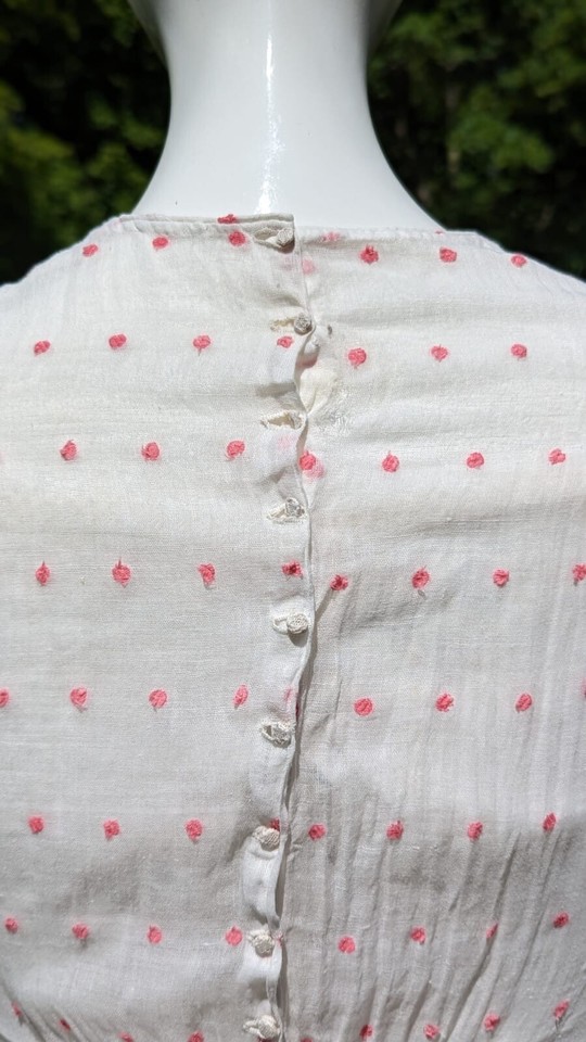 CIVIL WAR ERA SHEER PINK SWISS DOT MUSLIN SUMMER DRESS W CAP SLEEVES | eBay