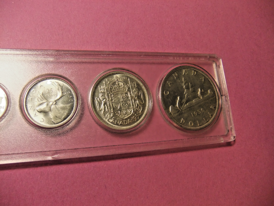 1956 Canada Silver Dollar, 6-Coin UNC Display Set in WHITMAN Plastic ...