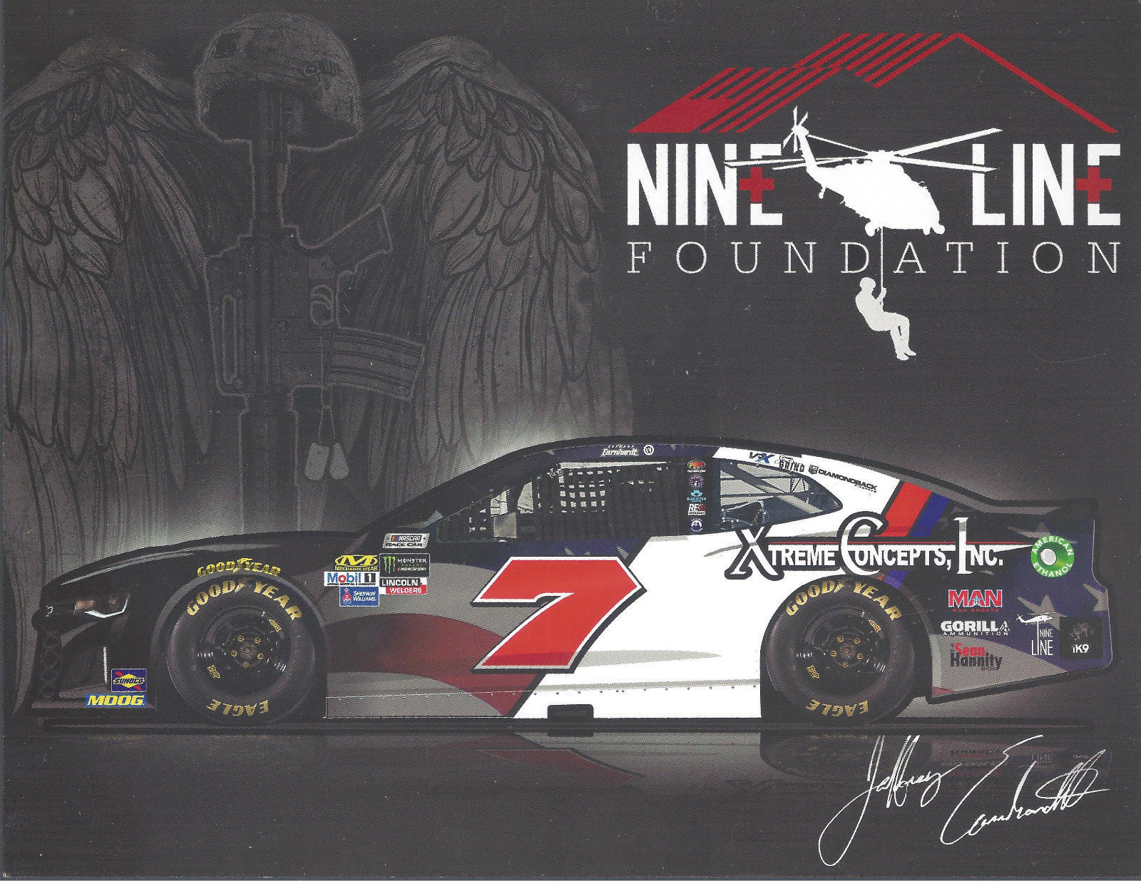 2018 JEFFREY EARNHARDT "NINE LINE FOUNDATION" #7 NASCAR MONSTER ENERGY ...