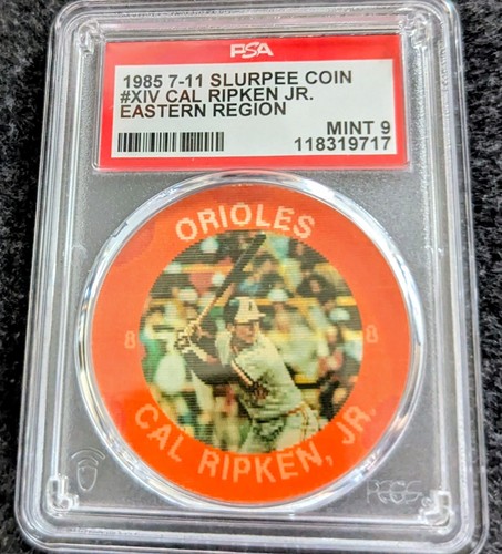 1985 7-11 Slurpee Coin Cal Ripken Jr #XIV Orioles Eastern Region PSA 9 ...