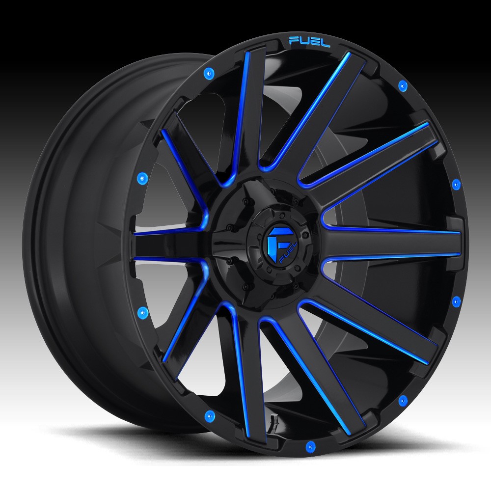 4/Fuel D644 Contra Gloss Black Milled Blue 20x9 6x135 / 6x5.5 2mm ...