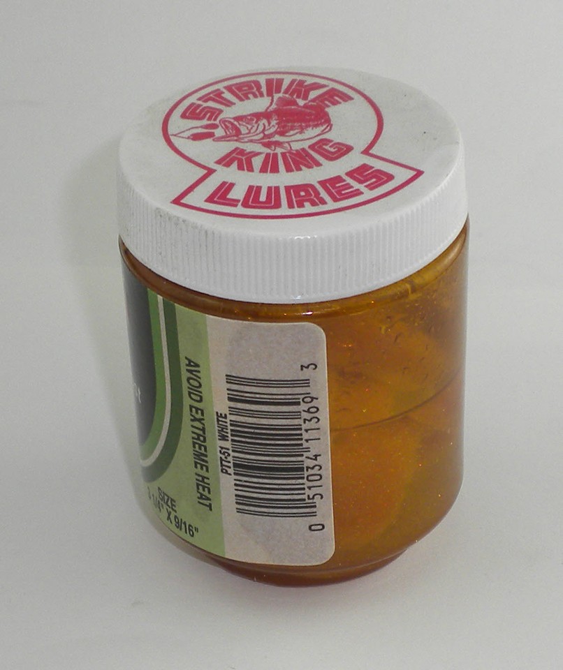 Strike King PTT51-W White Pig Tail Trailer Pork Rind with Diamond Dust ...