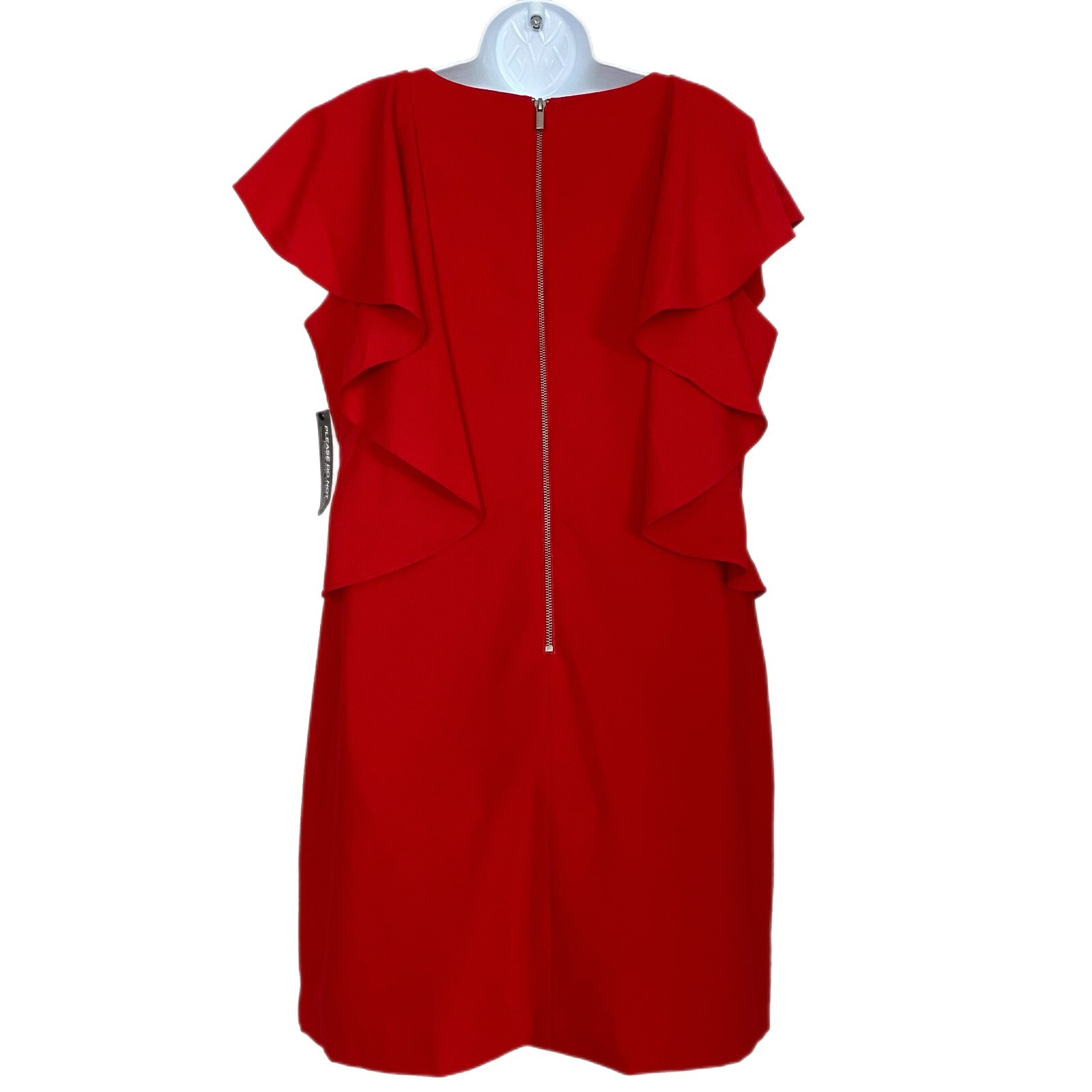 Gabrielle Union NY&CO Red Ruffle Sleeve Lined Knee Length Shift Dress ...