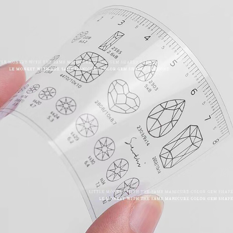 Art Ruler Nail Rhinestones Measuring PVC Ruler Nail Size Tool ...