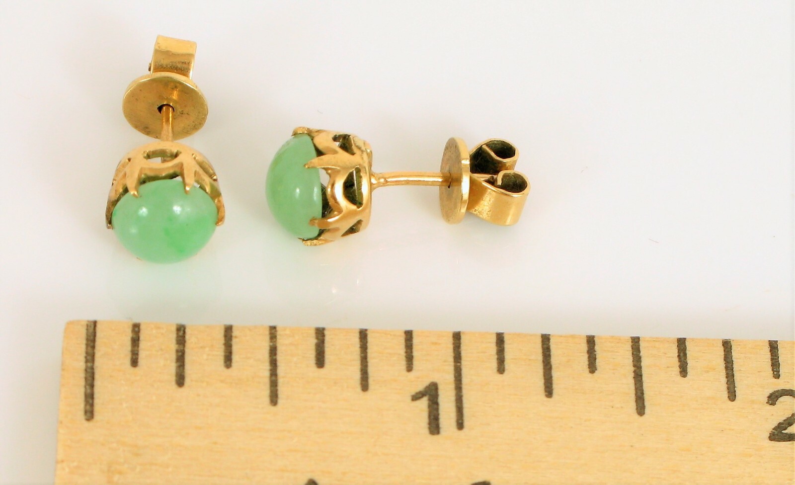 VTG CUSTOM MADE FINE CHINESE 14K YELLOW GOLD GREEN APPLE JADE JADEITE ...