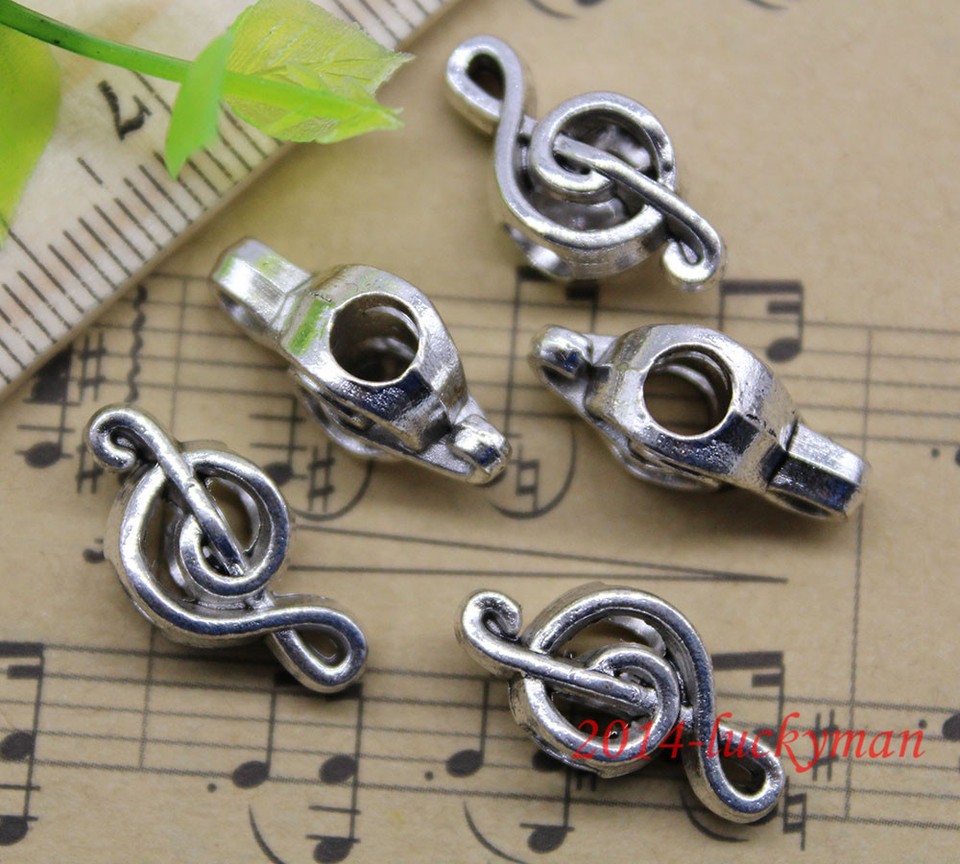 20/60pcs retro Jewelry Making music note alloy charms beads for DIY ...