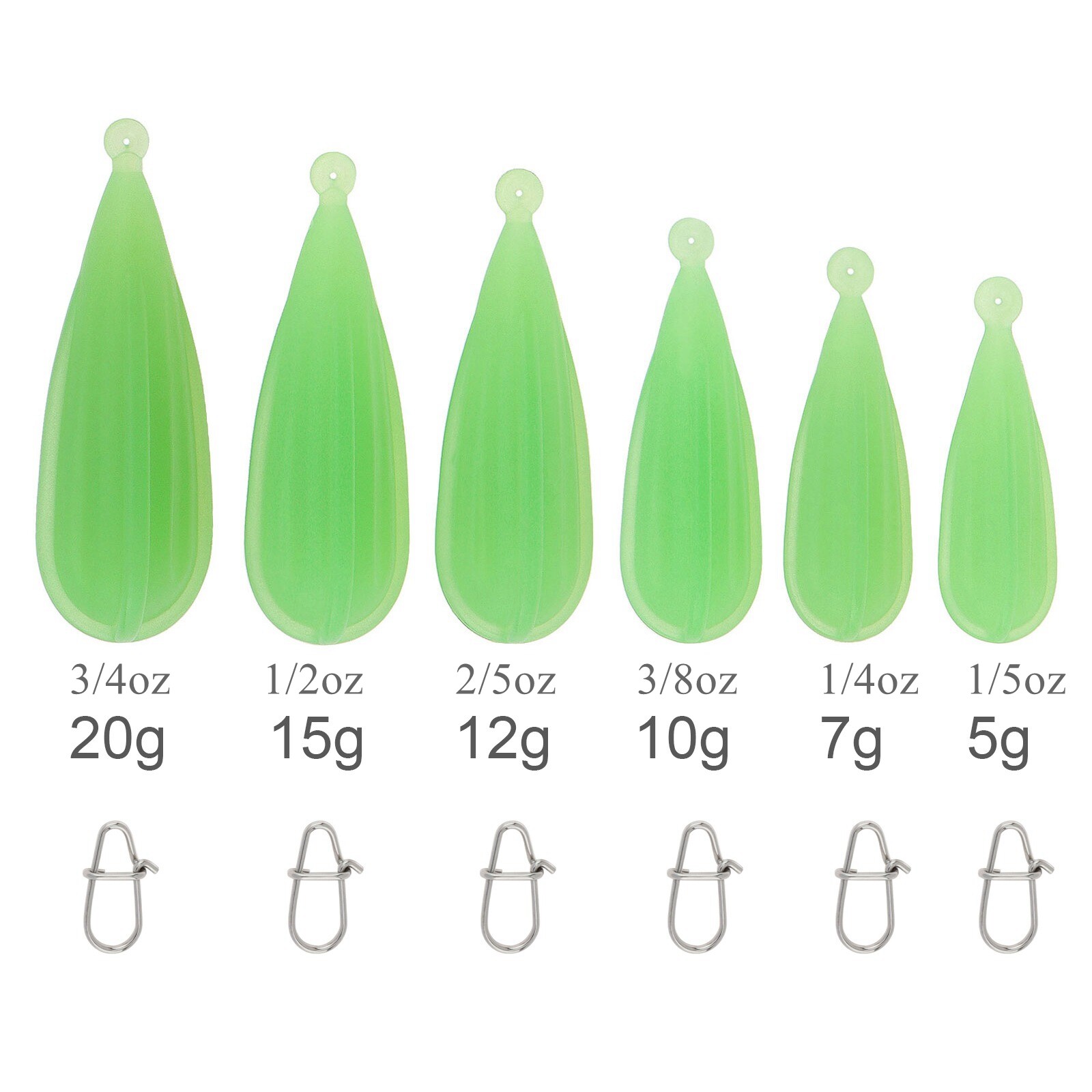 6pcs PVC Fishing Lure Biat Casting Practice Plugs Weights Luminous Glow ...