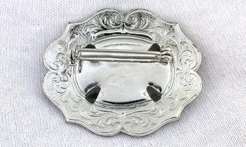 25x18 25MM X 18MM CABOCHON GEMSTONE ANTIQUED SILVER COLOR BROOCH ...