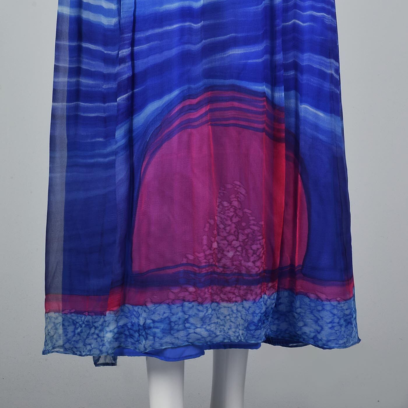 S Travilla Flowy Silk Maxi Dress Formal Evening Gown Blue Full Length ...