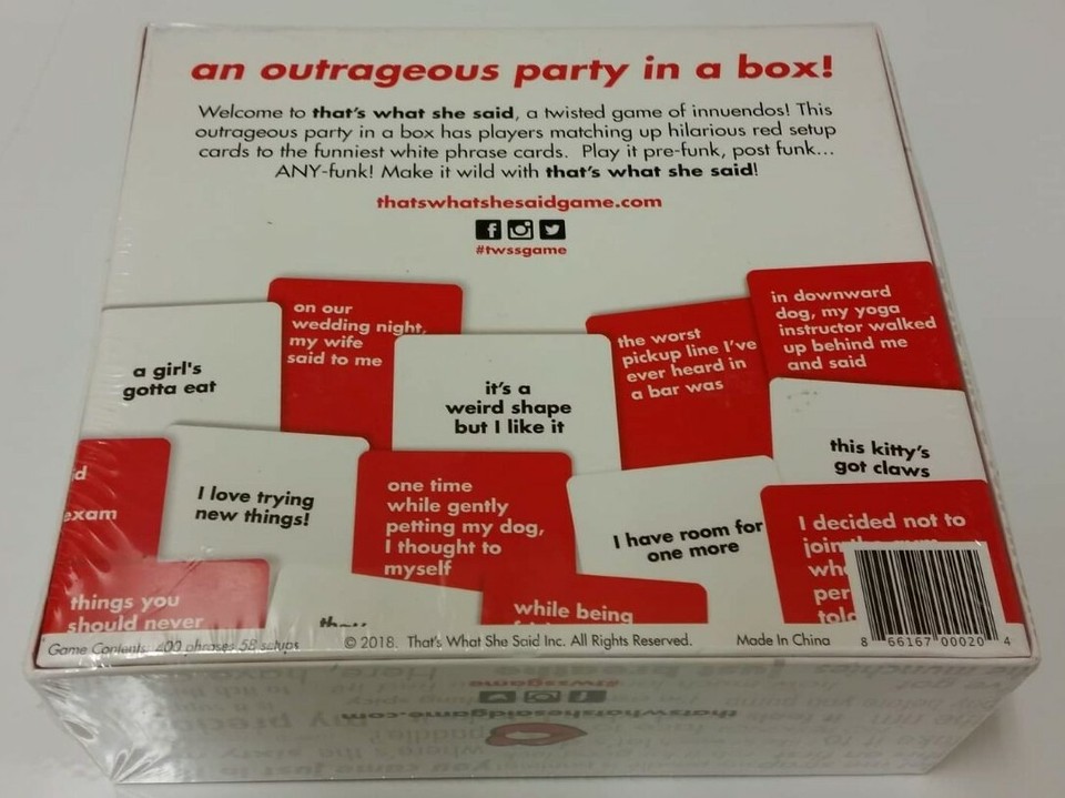 That's What She Said The Party Game of Twisted Innuendos - TWS13777245 ...