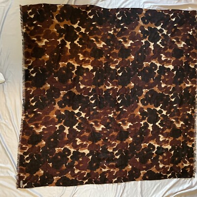 COACH Brown Ocelot Leopard Wool Square Wool 50” Wrap Scarf | eBay
