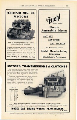 1912 Model Gas Engine Works Ad: Motors, Transmissions - Peru, Indiana ...