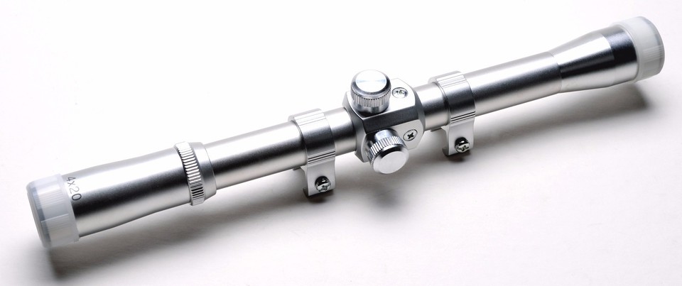 22 RIFLE SCOPE 4X20 with Dovetail Ring Stainless Silver NEW | eBay