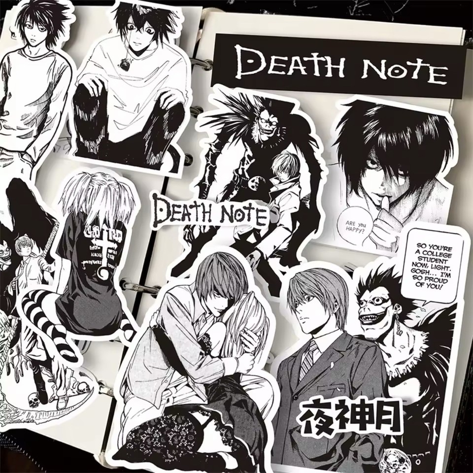 65PCS Death Note Anime Stickers Light Yagami L Misa Ryuk Black & White ...