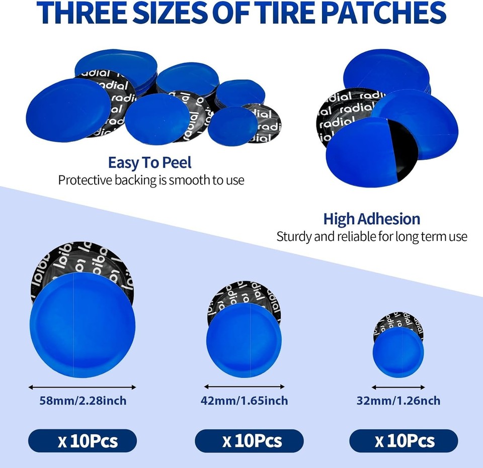 33PCS Tire Repair Patch Tools Tire Patch Kit, 30PCS Tire Patches(32mm ...