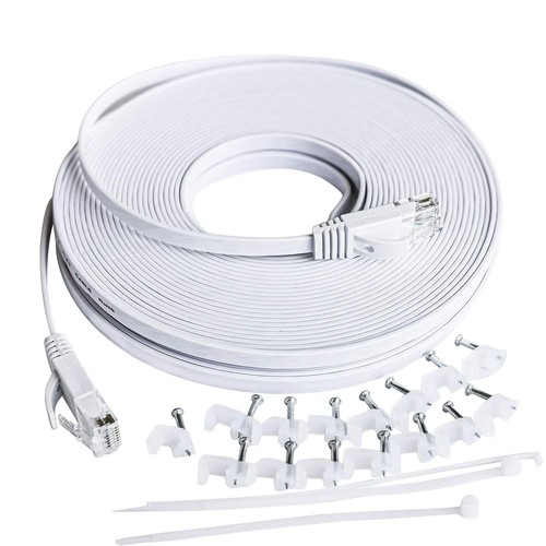 Cat 6 Ethernet Cable 50 ft, Solid Flat Internet Cords, Network LAN ...