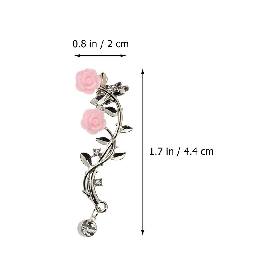 2 Pairs Ear Cuffs Earrings for Women Climbers Jewelry Rose Statement ...