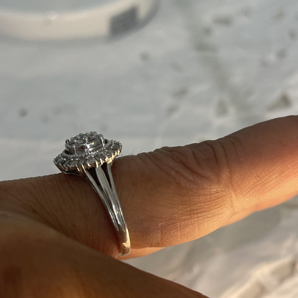 925 Sk9 Diamond Cluster Accent Ring Sz. 8.5 | eBay