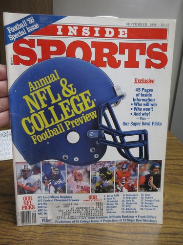 INSIDE SPORTS Magazine September 1986 (Annual NFL & College Football ...
