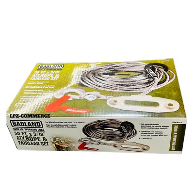 ATV UTV Synthetic Winch Rope & Fairlead Kit w/ Clevis Hook BADLAND | eBay