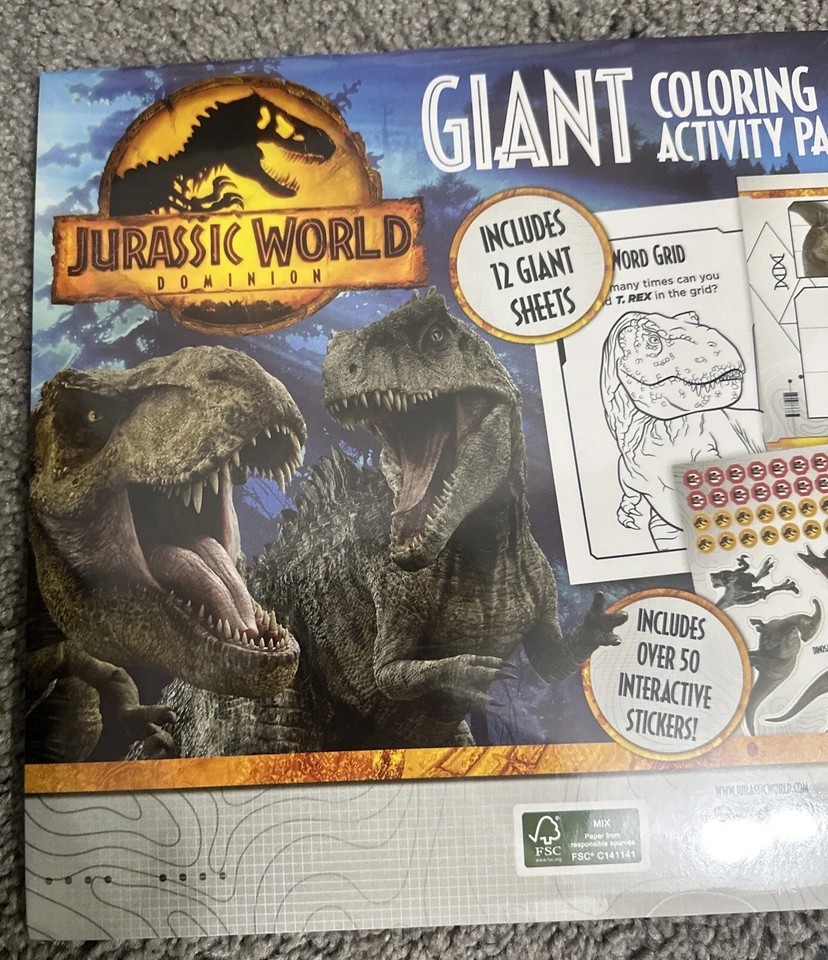Jurassic World Dominion: Giant Coloring & Activity Pages Jurassic Park ...