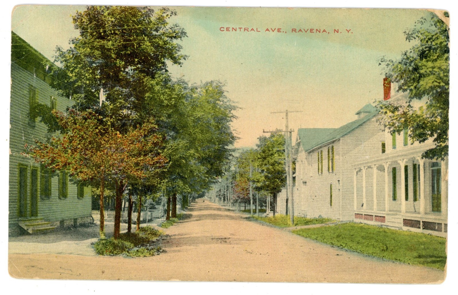 Ravena NY -VIEW DOWN CENTRAL AVENUE- Postcard Albany County | eBay