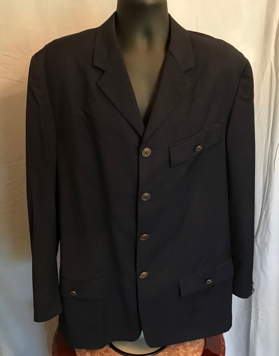 Versace Men's Military Style Dark Navy Blue Jacket. S… - Gem