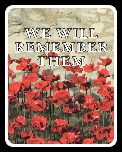 10" x 8" WE WILL REMEMBER THEM REMEMBRANCE DAY POPPY POPPIES METAL ...