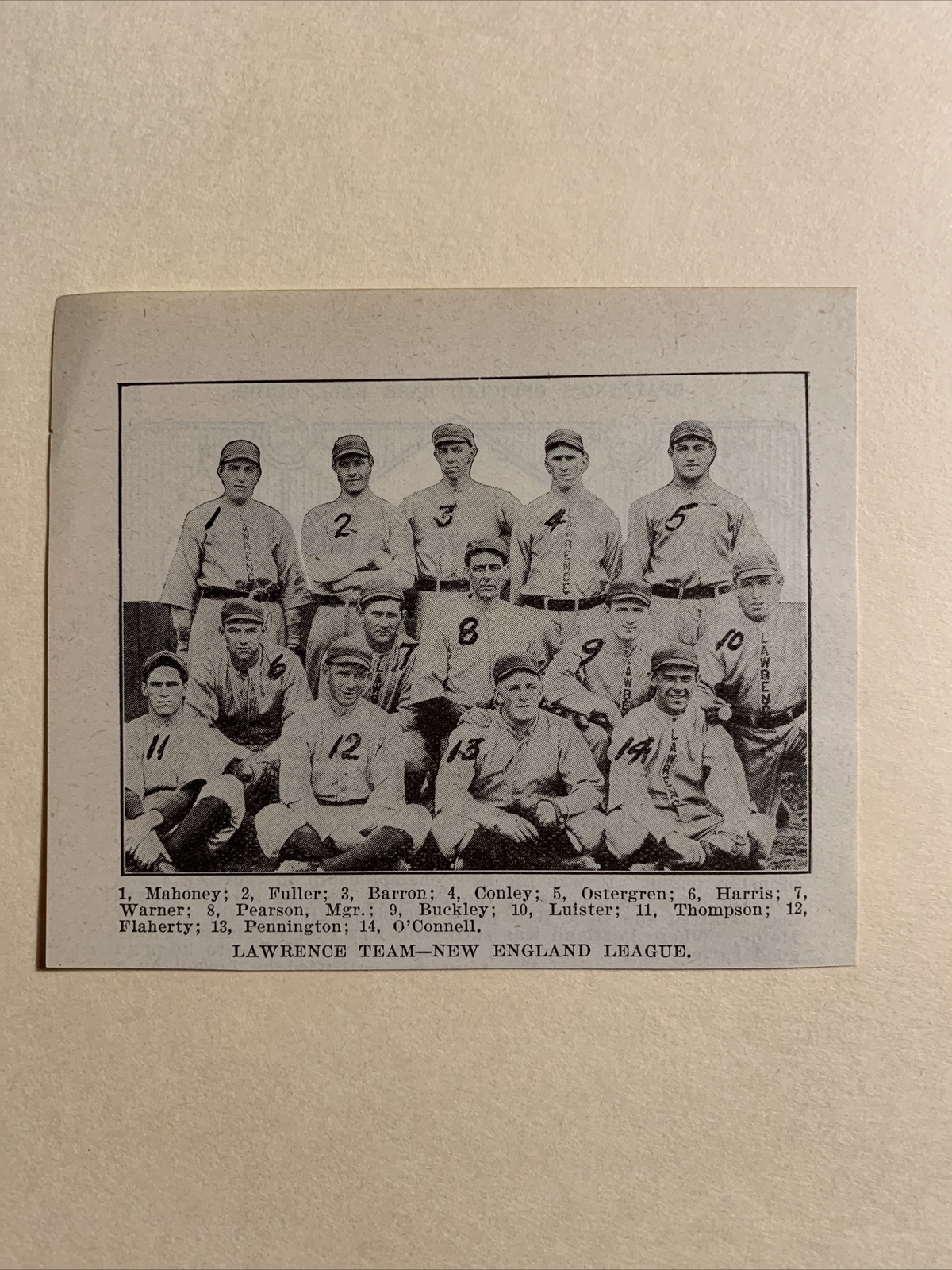 Lawrence Barristers Alex Pearson Kewpie Pennington 1915 Baseball Team ...