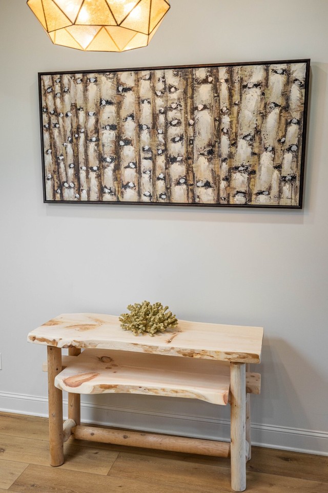 Southern Rustic Logwerks Log Console Table with Shelf Live Edge | eBay