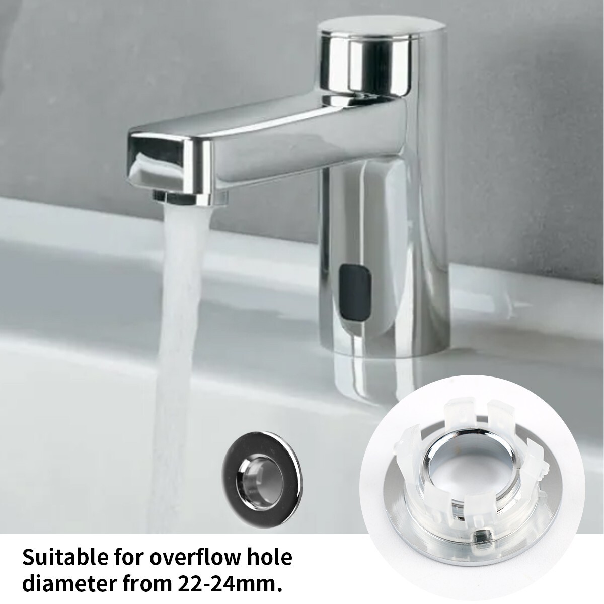 Bathroom Basin Sink Overflow Ring Chrome Hole Cover Cap Inserts Round 4 ...