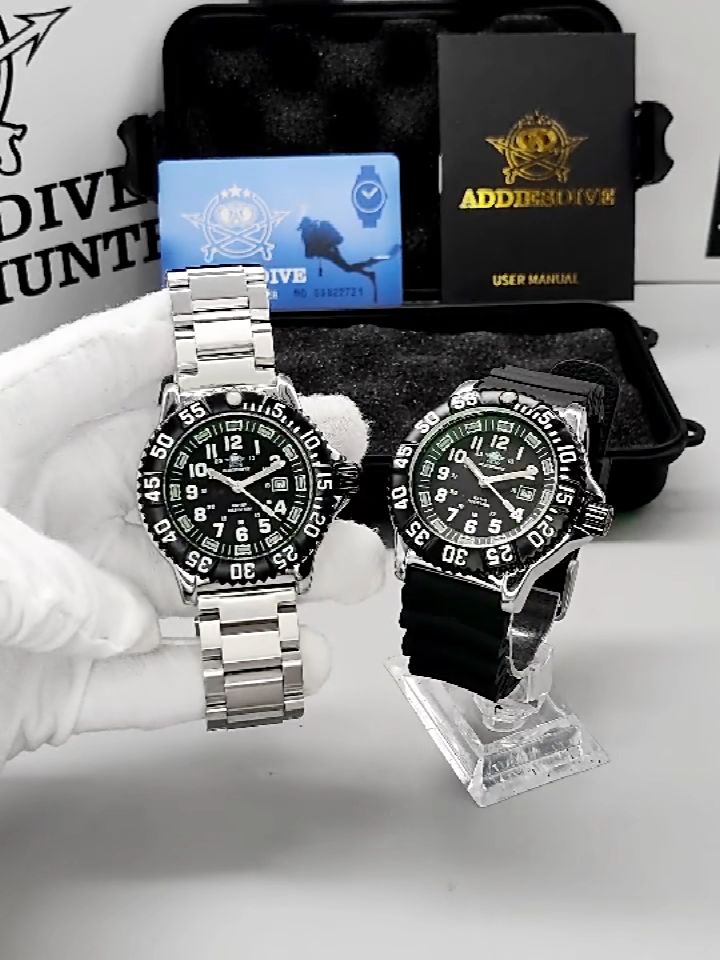 Addiesdive 44MM Luminox Style Steel Silver Watch W/Hardcase Free ...