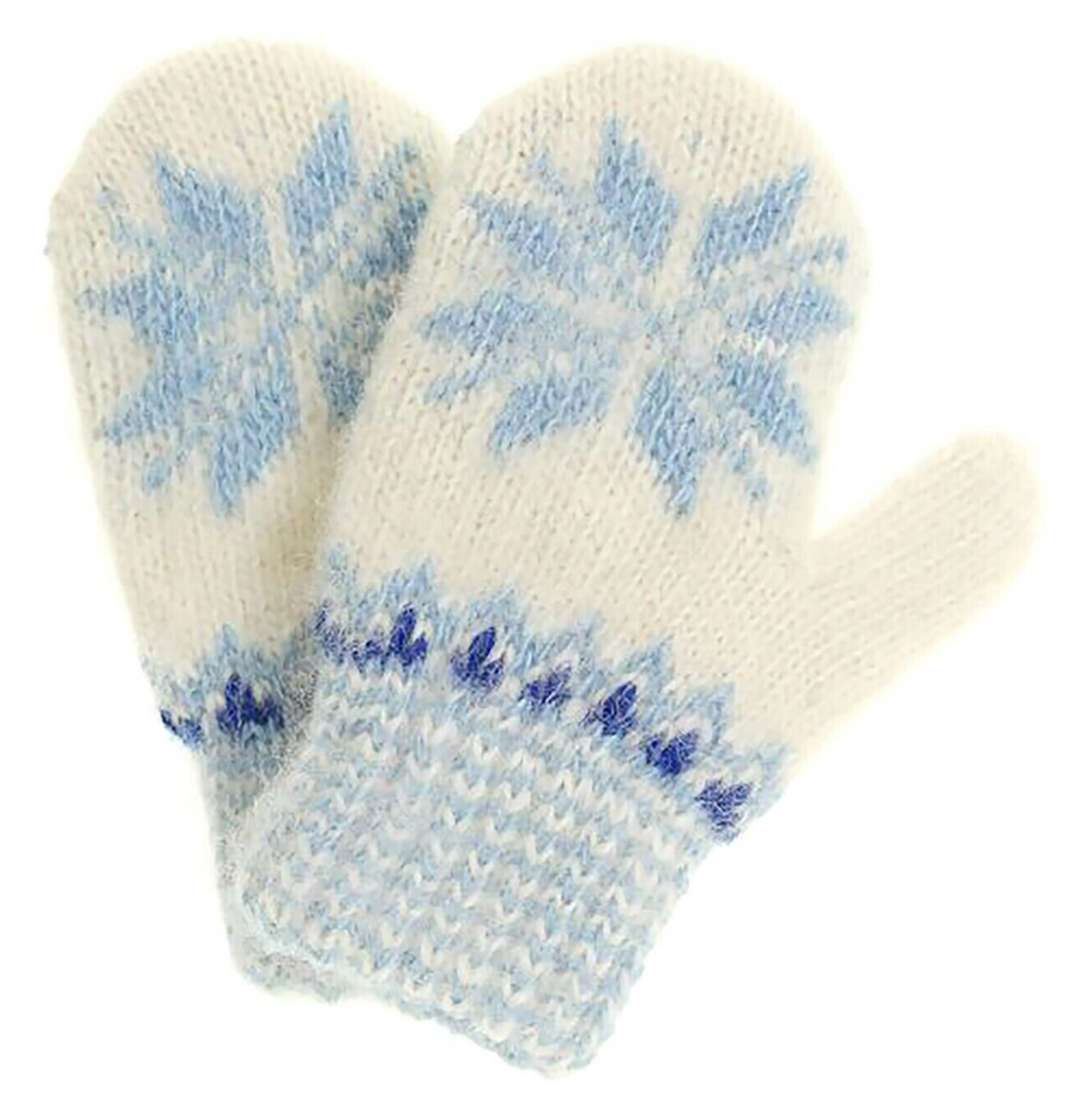 Blue Snowflake Kids Wool Mittens Warm Cozy No-Itch Mittens (1 Year Old ...