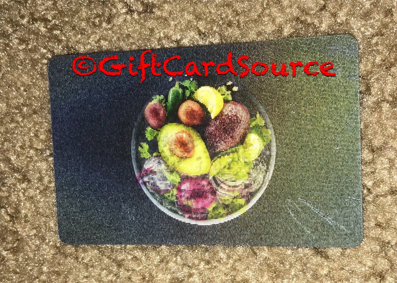 2015 CHIPOTLE GIFT CARD LENTICULAR BURRITO BOWL OF VEGGIES COLLECTIBLE ...